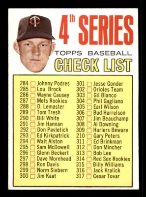 1967 Topps Baseball #278 4th Series Checklist 284-370 VG/EX *d3 | eBay