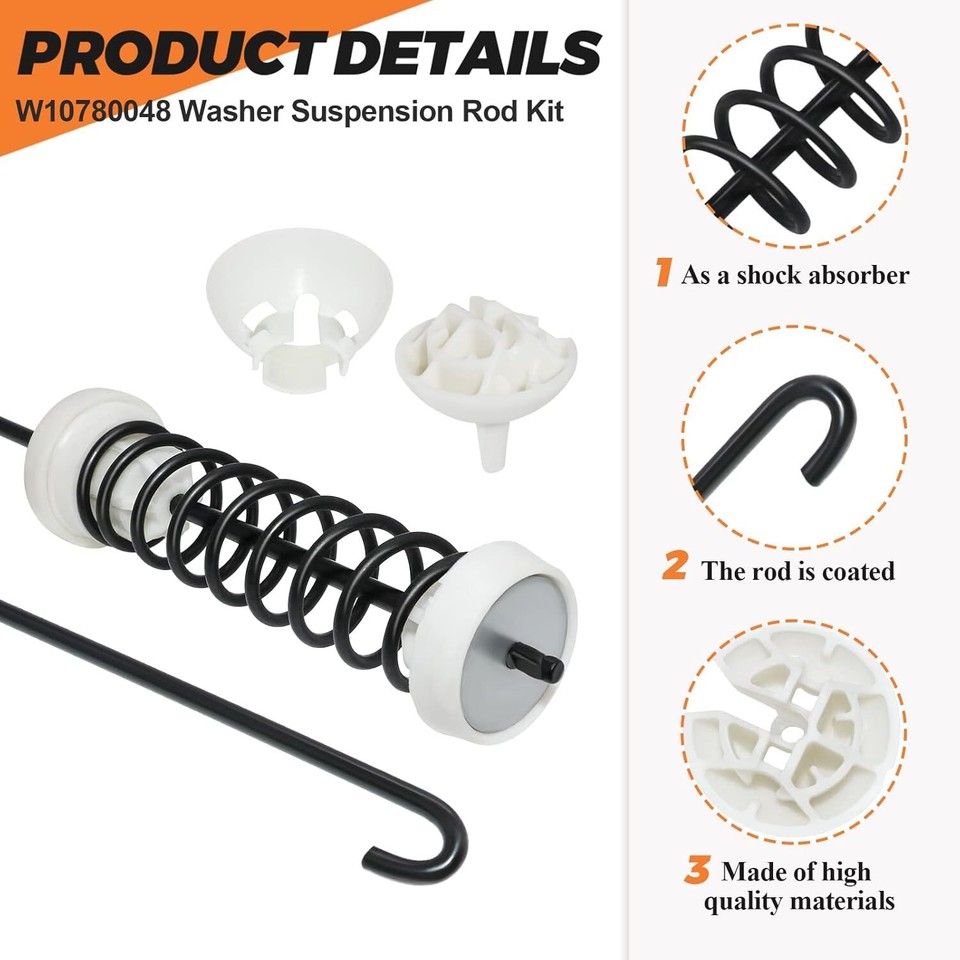 Washing Machine Suspension Rods Kit (4 Packs) for Crosley CAW9244BW0 ...