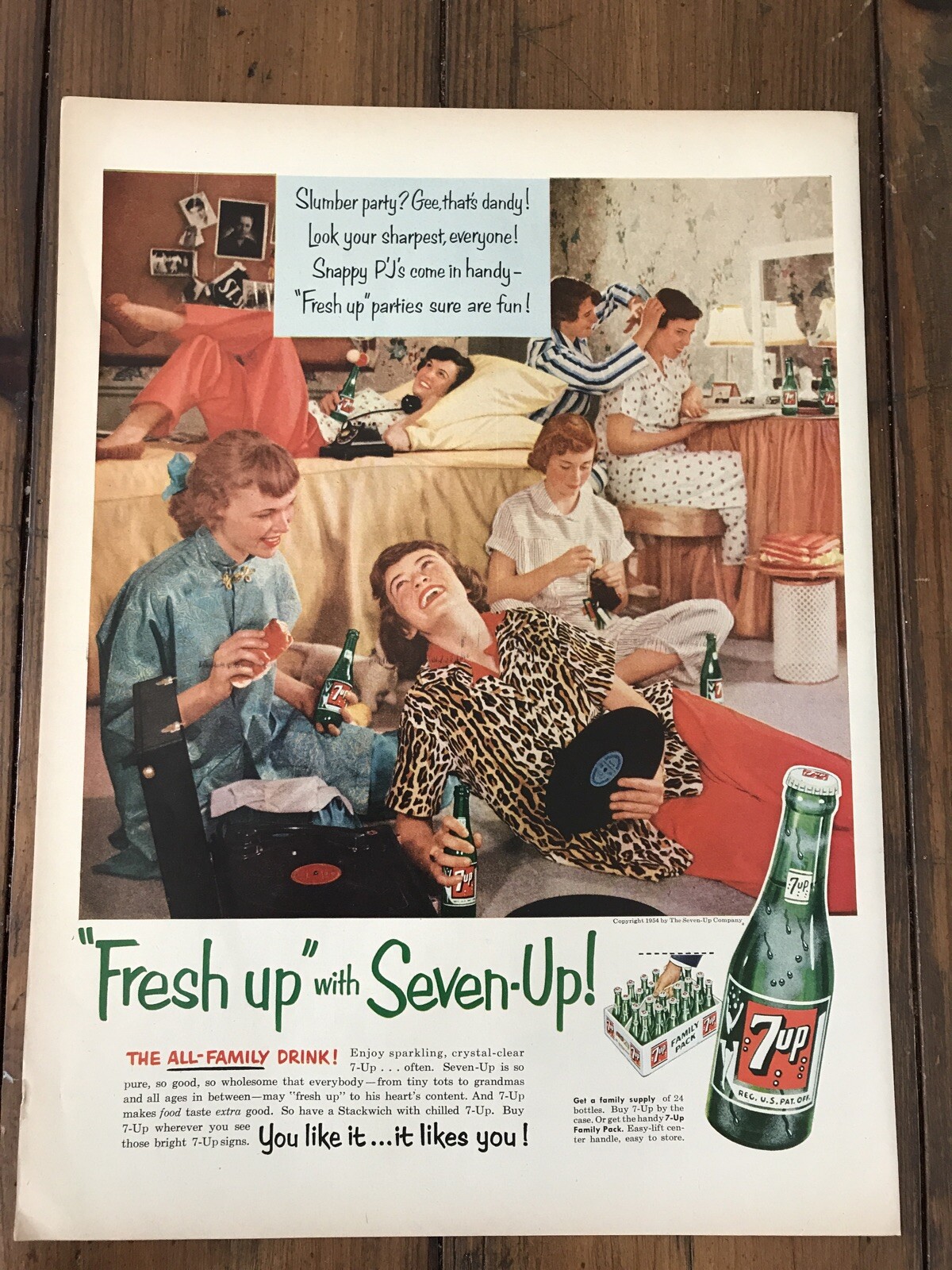 1954 Seven Up Vintage Ad Fresh Up With Seven Up. Slumber party Theme | eBay