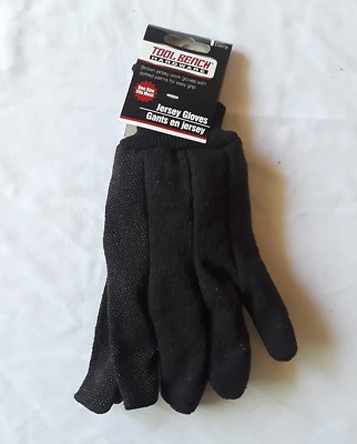 Tool Bench Hardware Brown Jersey Gloves w Dotted Palms for Easy Grip Sz ...