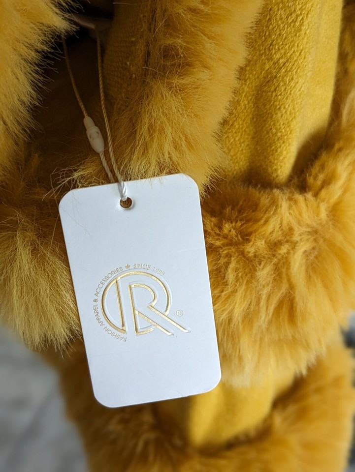 Ruana Hoodie Poncho Cape Hoodie Double Layer Faux Fur Yellow Mustard ...