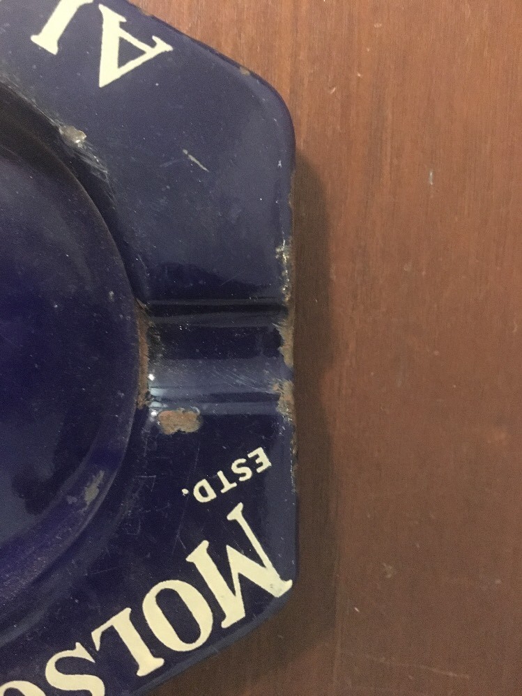 Vintage Molson's Porter Beer Ale Porcelain Enamel Coated Blue Ashtray ...