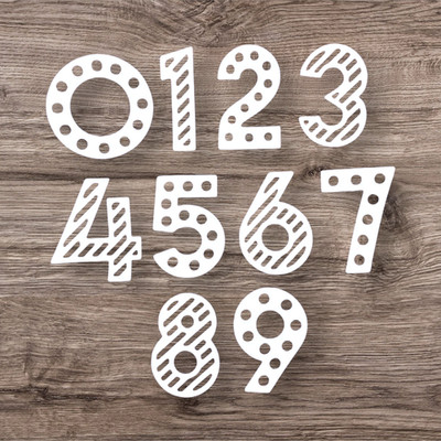 Bespoke Die Cut Number Card Embellishments White 10pk | eBay UK