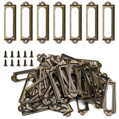 50 Pcs Metal Library Label Holders File Cabinet Label Frames Card Tag ...