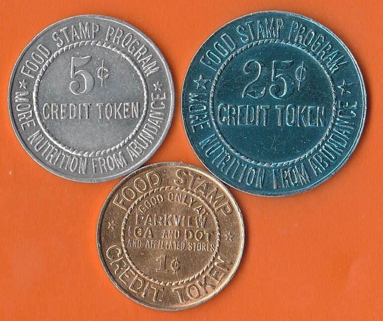 FOOD STAMP COUPON TOKEN 3 PARKVIEW IGA STORES STORE CREDIT TOKENS 25c 5 ...