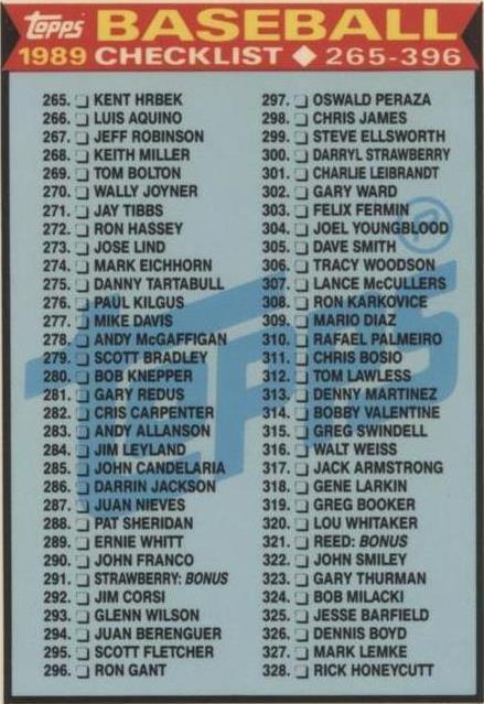 1989 Topps - Checklist Cards 265-396 #378 Collector's Edition (Tiffany ...