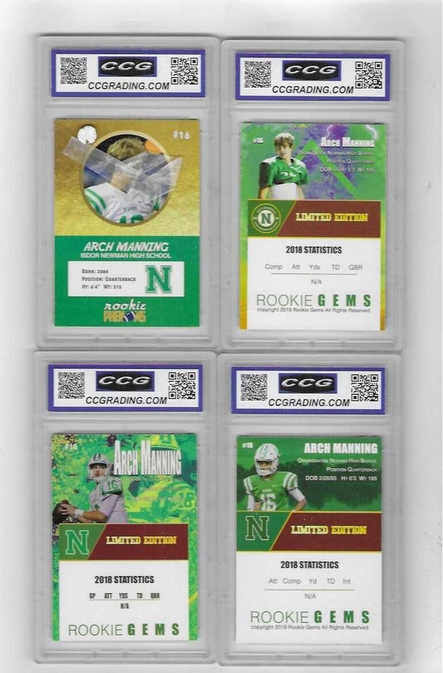 (4) 2022 ARCH MANNING HIGH SCHOOL LE ROOKIE GRADED CCG 10 GEM MINT (4) | eBay