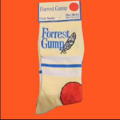 NEW Men's FORREST GUMP One Size Crew Socks Shoe Size 6-12 Yellow | eBay