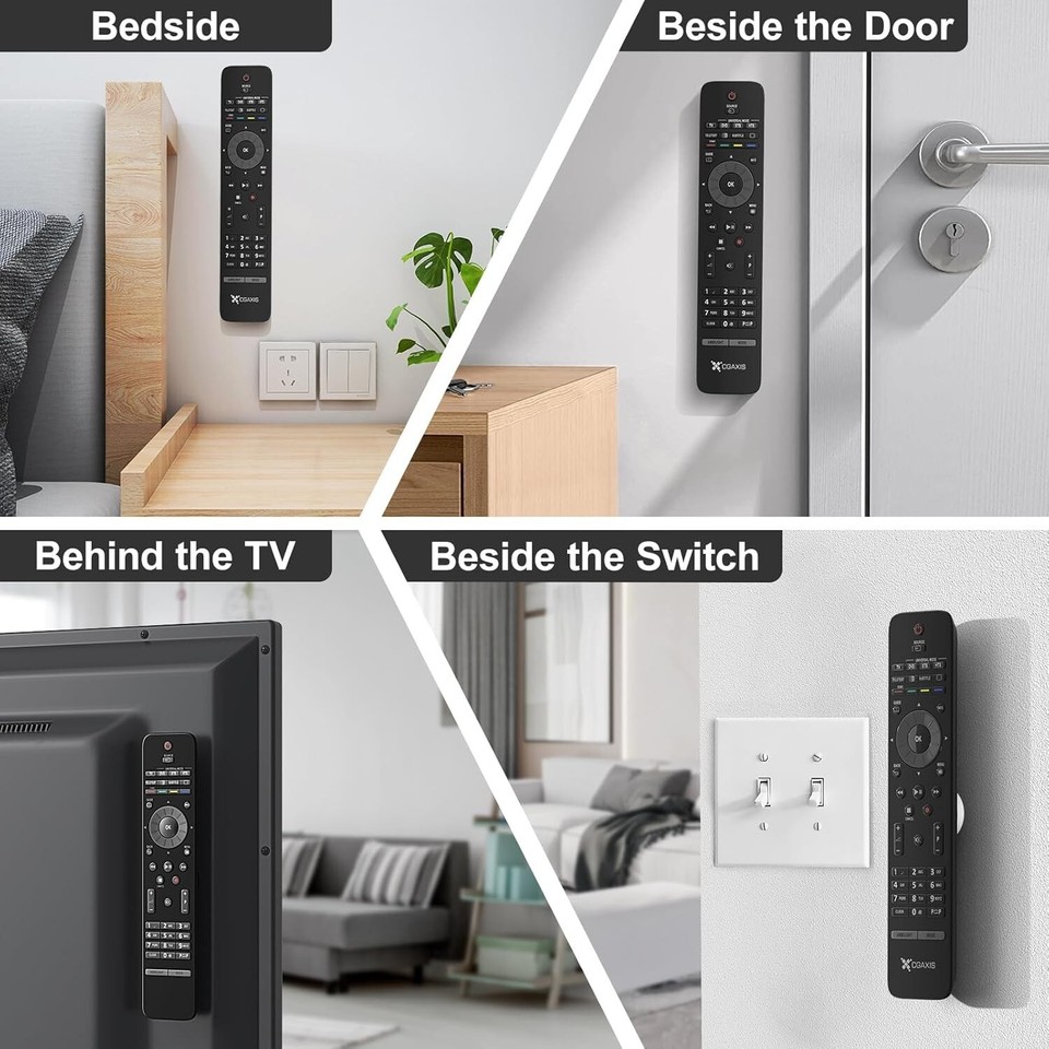 4 Pack Magnetic Remote Control Holders, Stylish Wall Mounts for ...