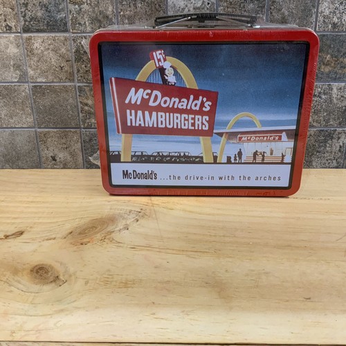 1998 McDonalds Hamburger Lunch Box Tin Metal ~With Candy NEW Factory ...