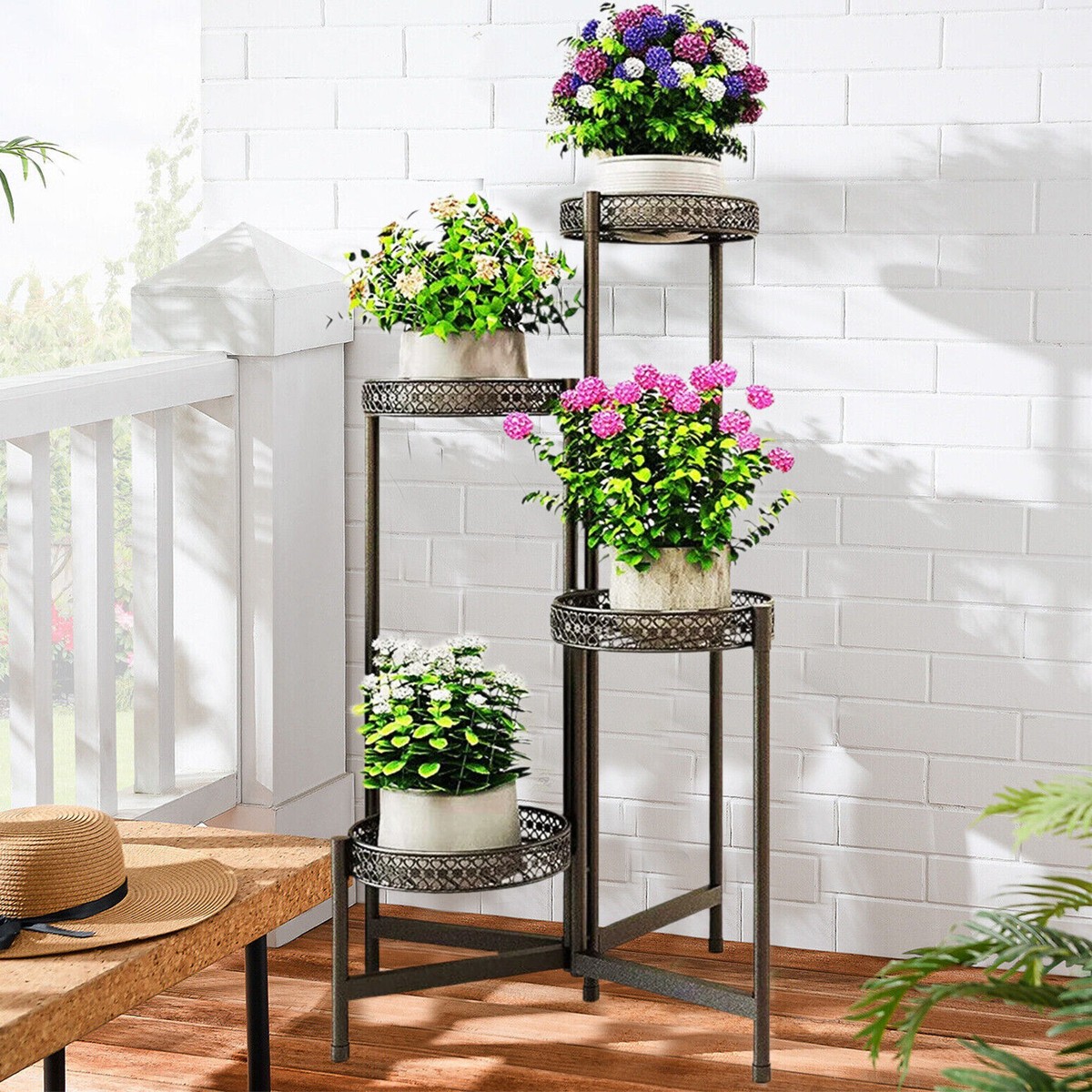 Space Saving Plant Organizer 5-Tier Rotating Plant Stand - 180° Turning ...