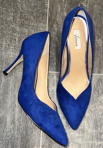 LINEA WOMEN’S FAUX SUEDE LEATHER HIGH HEELS COURT SHOES ROYAL BLUE UK 5 ...
