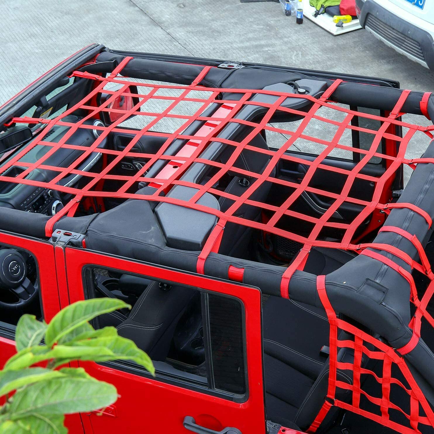 4x Red Top Trunk Cargo Net Restraint System Mesh for Jeep Wrangler JK ...