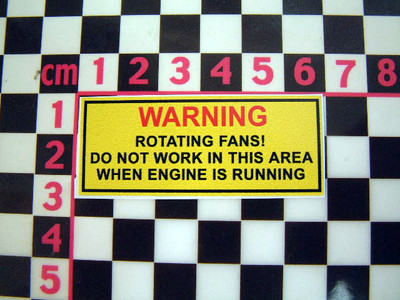 Period Radiator Fan Warning Sticker -Classic Car Detail Underbonnet ...
