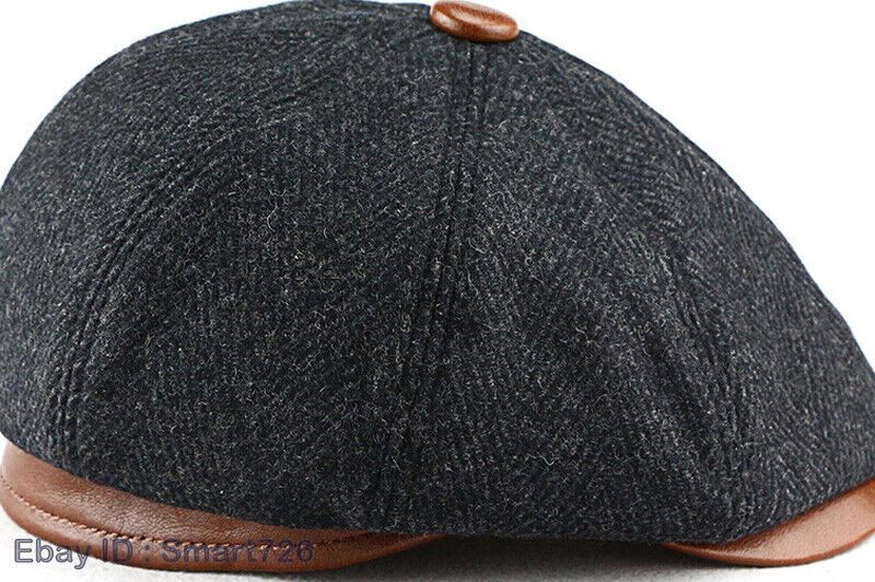 Retro Men's Sheepskin Woolen Octagonal Hat Beret Newsboy Painter Hats ...
