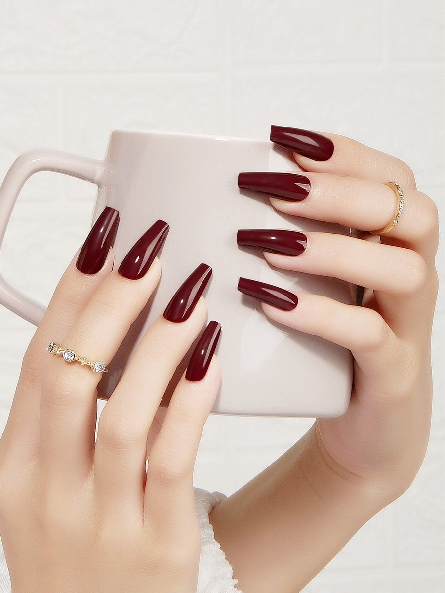 Maroon Acrylic Nails