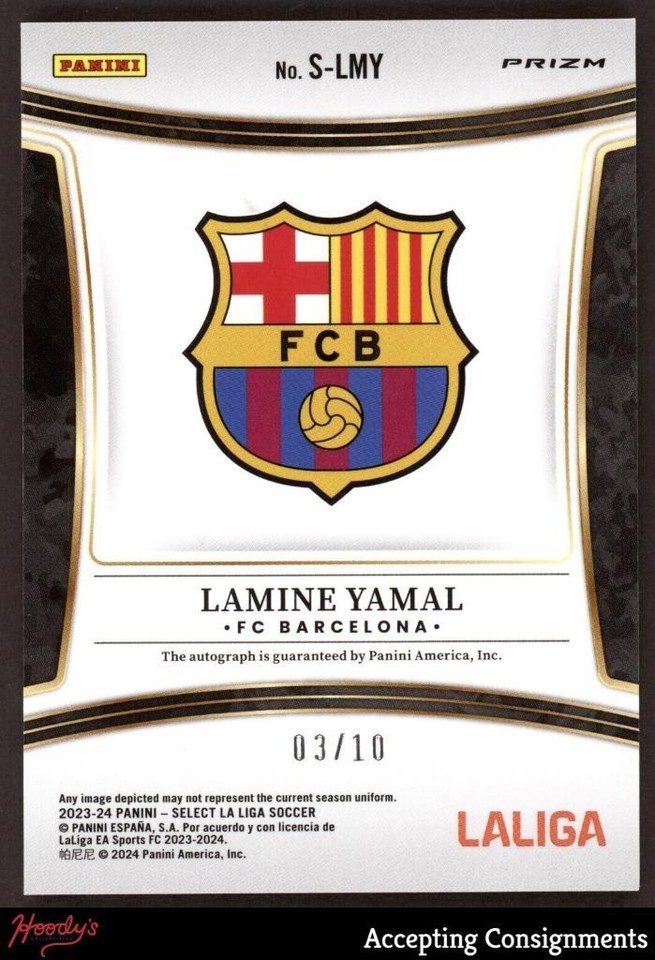 2023-24 Select La Liga Signatures Gold #11 Lamine Yamal RC Rookie AUTO ...
