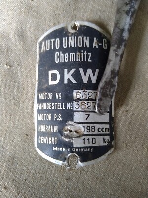 Typenschild DKW 200 Motorrad Oldtimer alt | eBay.de