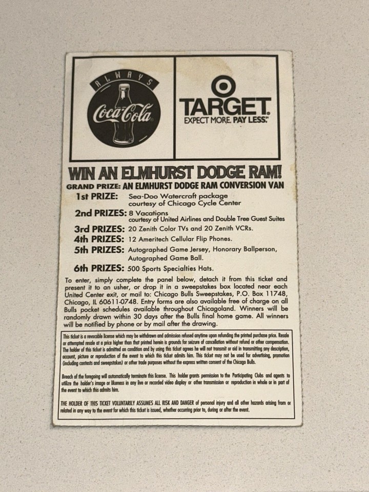 New Jersey Nets Chicago Bulls NBA Ticket Stub Jordan Season HOF 3/29 ...