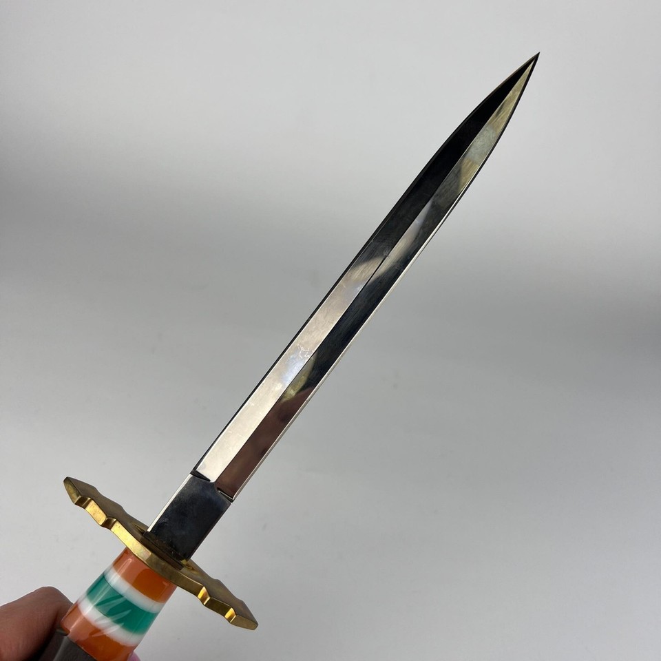 Vintage Long Dagger Fixed Steel Blade Knife Plexiglass Handle Sword ...