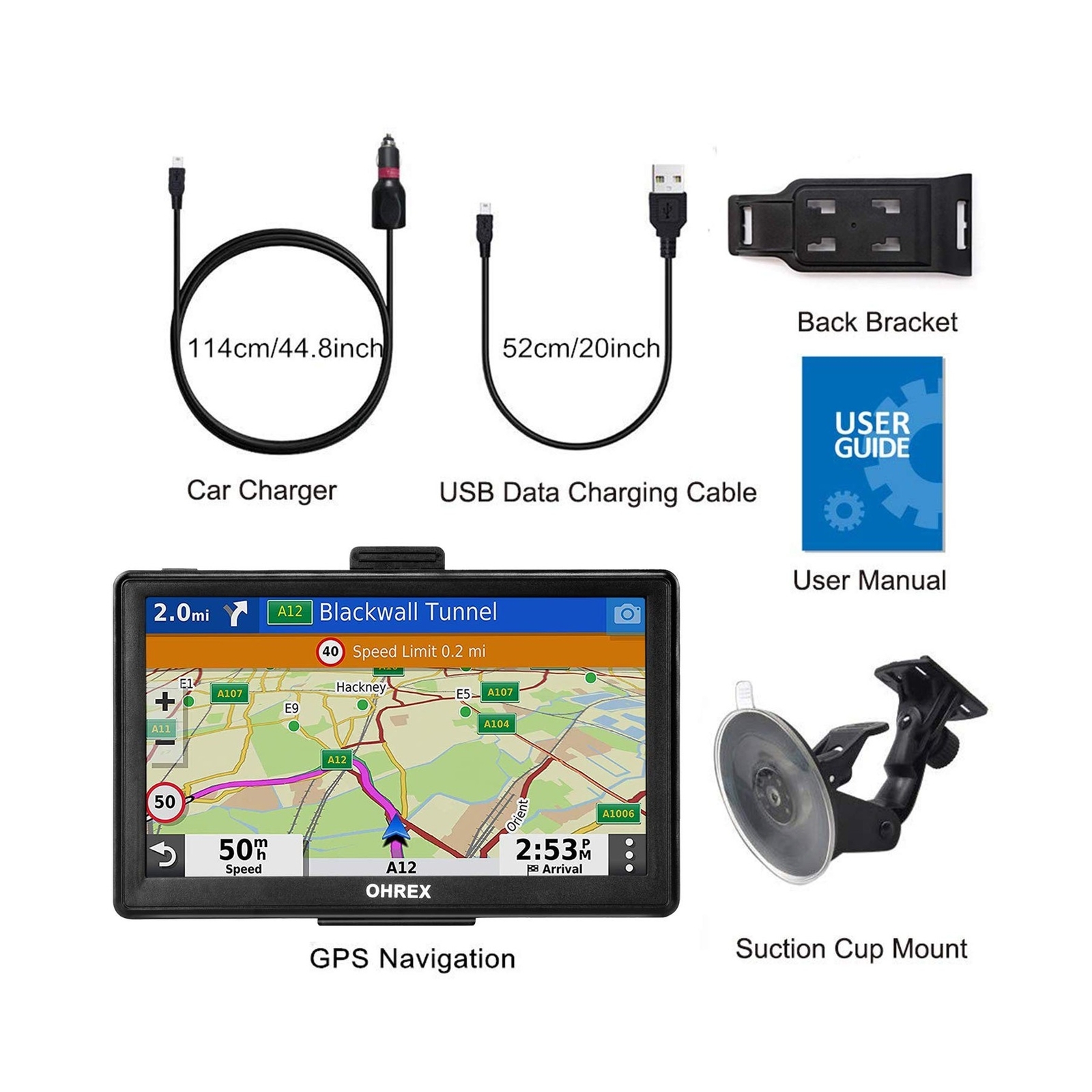 OHREX GPS Navigation for Truck RV Car, 7 inch Truckers Trucking GPS ...