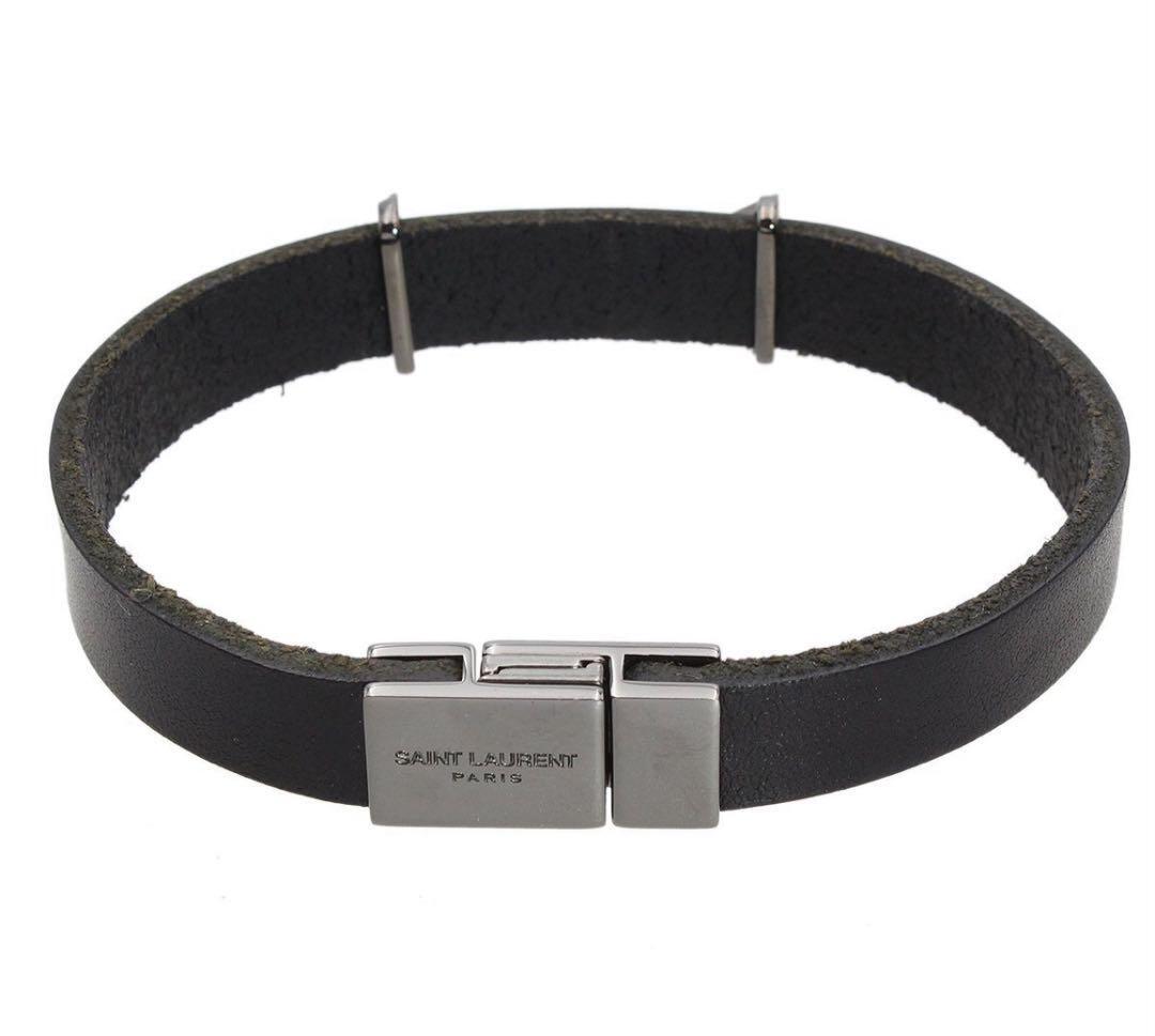Saint Laurent YSL Logo Opium Leather Bracelet Bangle … - Gem