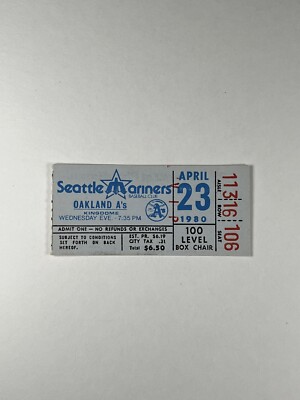 4-23-1980 Oakland Athletics @ Seattle Mariners MLB Baseball Ticket | eBay