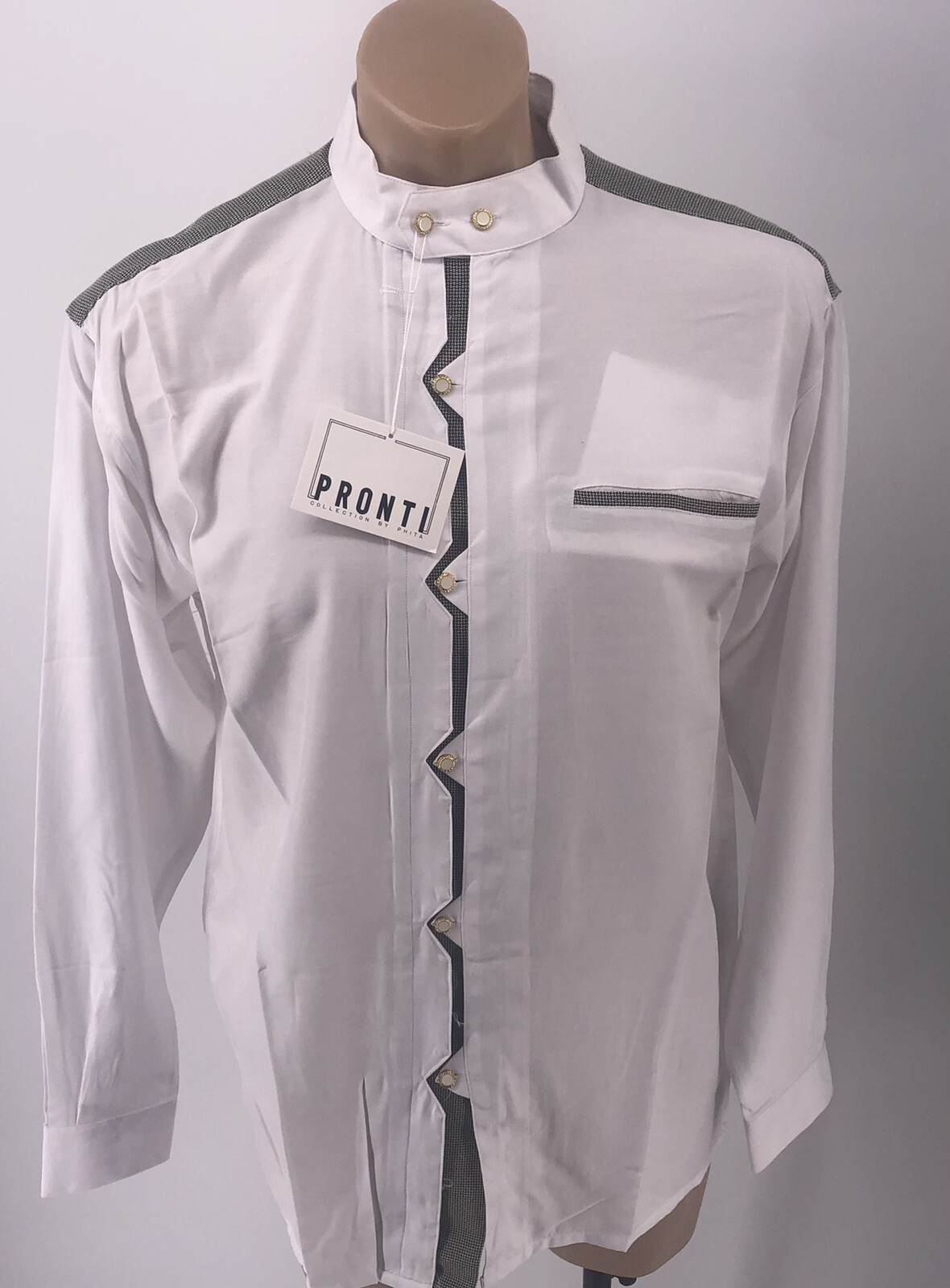 Pronti collection by phita Buttondown Shirt Men's XL Patterned Gold ...