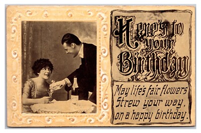 Early 1900s- "Here's To Your Birthday" Happy Birthday Postcard (Posted ...
