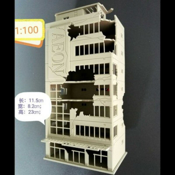 1/144 Diorama Architectural Model Railroad Battle Destroy Building ...