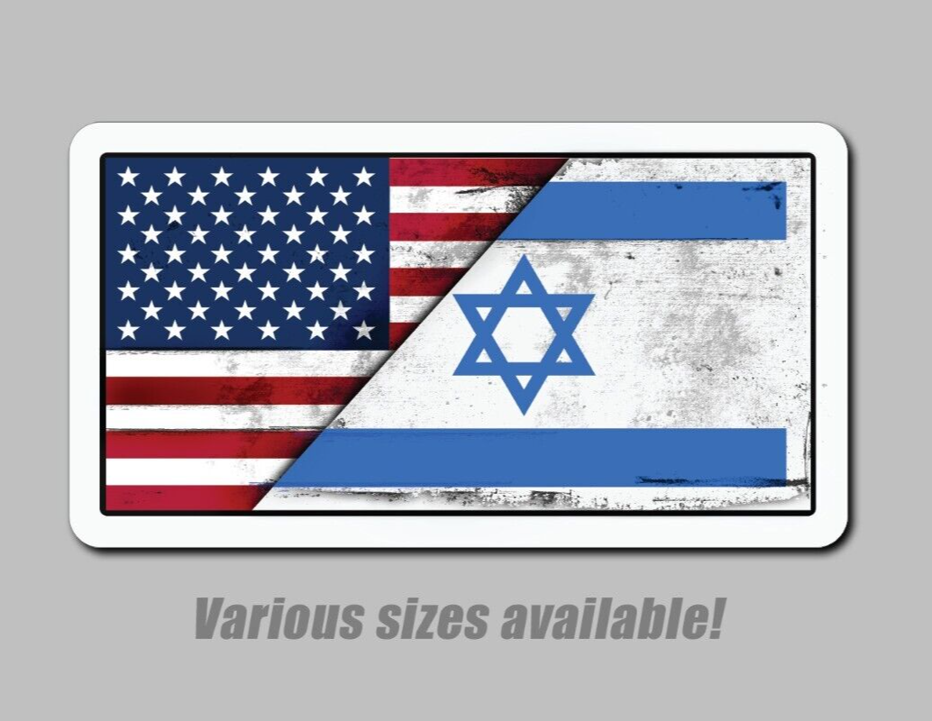 Israel Flag sticker American support Israeli bumper laptop hard hat ...
