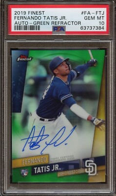 PSA 10 2019 TOPPS FINEST #FA-FTJ AUTO GREEN REFRACTOR FERNANDO TATIS JR ...