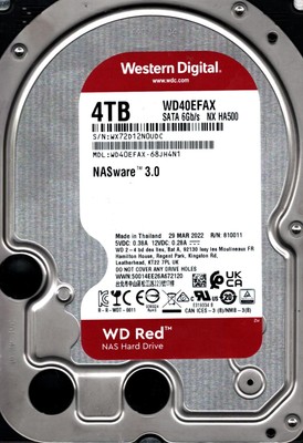 WD40EFAX-68JH4N1 S/N: WX72D WESTERN DIGITAL 4TB THAILAND MAR 2022 | eBay