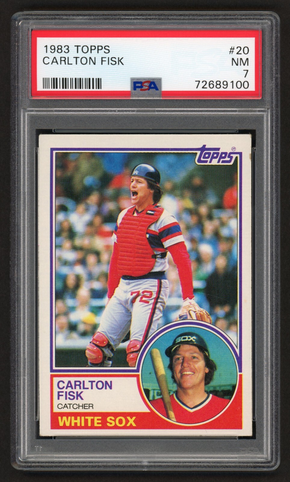 1983 TOPPS CARLTON FISK #20 CHICAGO WHITE SOX HOF PUDGE PSA 7 NEAR MINT ...