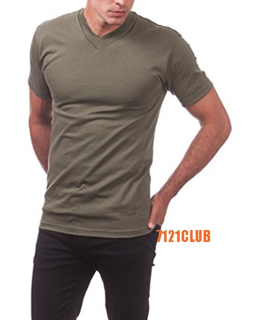 PRO CLUB MEN V NECK T SHIRT CAMO TEE PROCLUB PLAIN SHORT SLEEVE BIG ...
