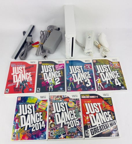 Nintendo Wii Just Dance Console Bundle 7 Game Lot Tested Beautiful ...
