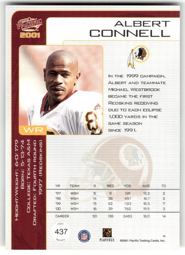 Albert Connell 2001 Pacific Premiere Date SN Football Excellent | eBay