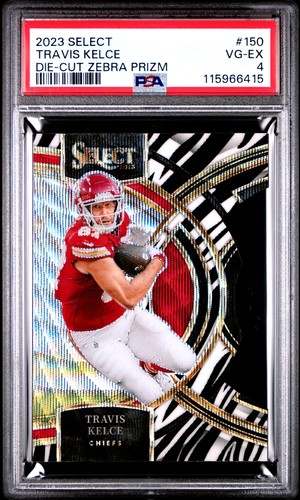 2023 PANINI SELECT DIE-CUT ZEBRA PRIZM #150 TRAVIS KELCE PSA 4 | eBay