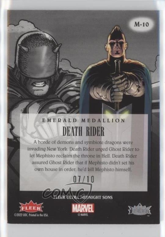 2023 Fleer Ultra Midnight Sons Emerald Green 7/10 Danny Ketch Death ...