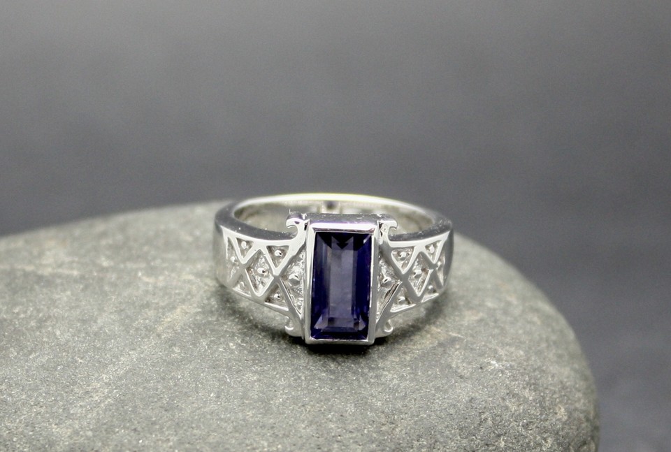 GENUINE IOLITE RING set in .925 STERLING SILVER FAST FREE SHIPPING ...