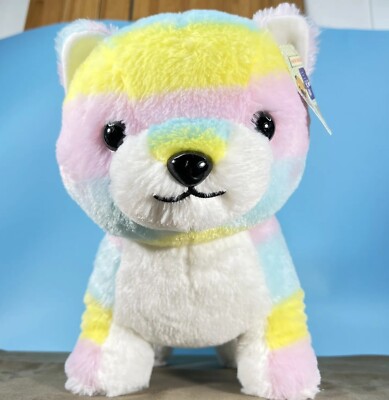 Puppy Dog 16" Plushie Pastel Rainbow Amuse Collection Blue Pink Yellow ...