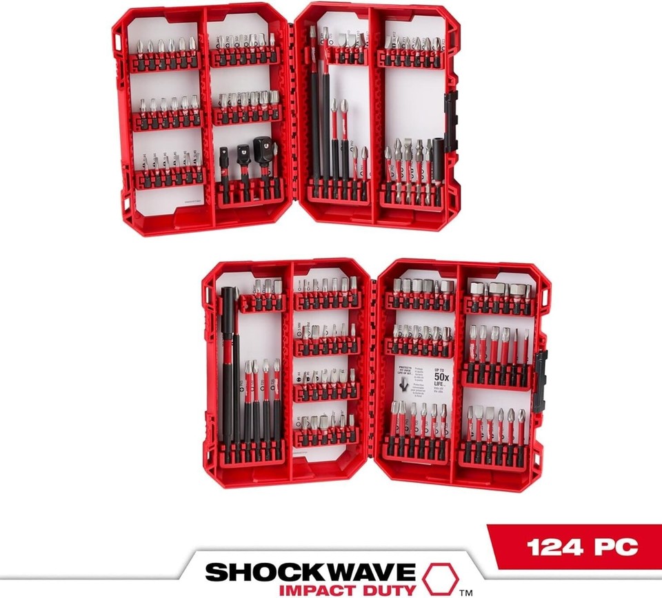 Milwaukee 124pc Shockwave Impact driver Bit Set Designed for Packout ...