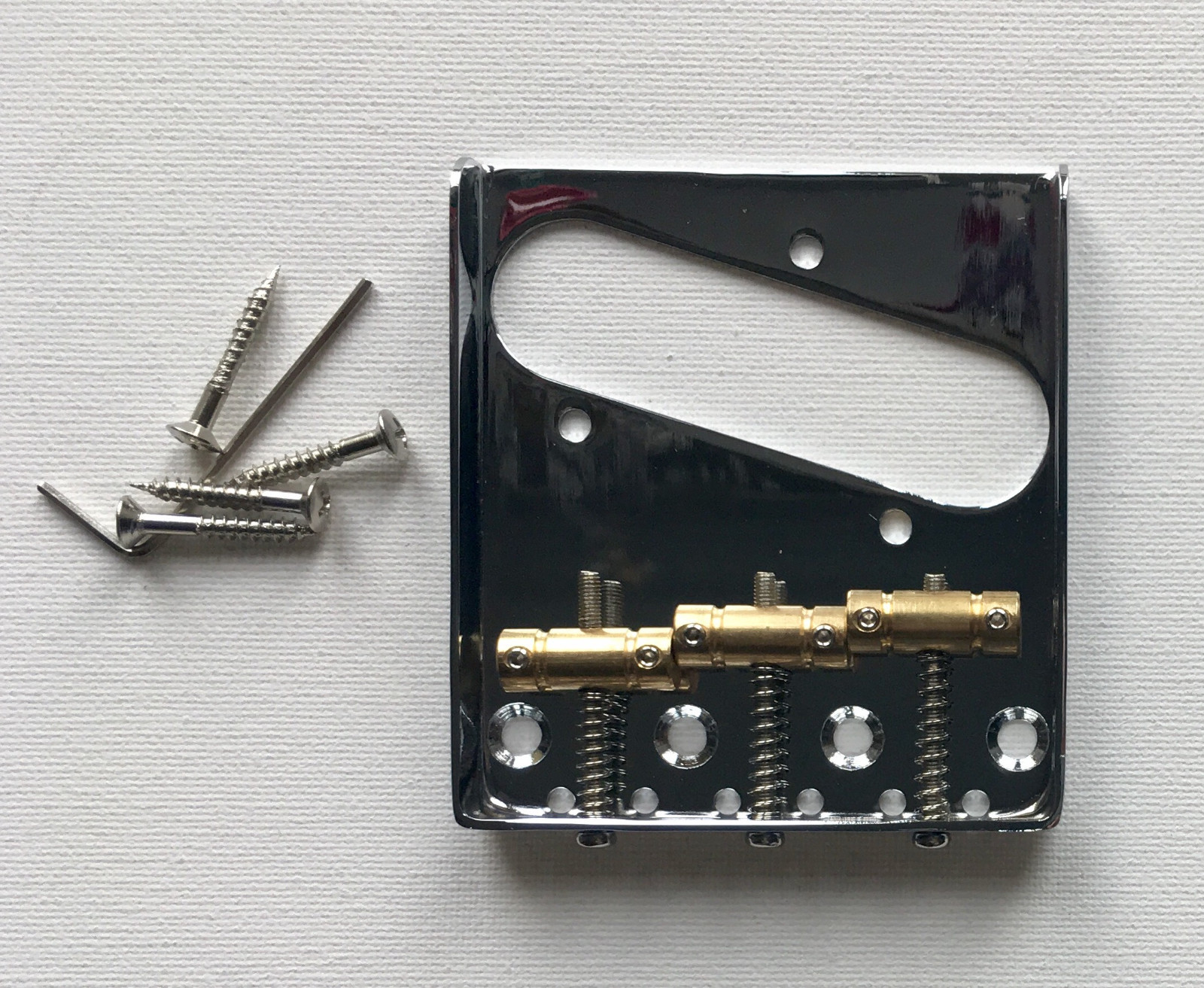 Telecaster Vintage Ashtray Tele bridge 3 brass or steel saddle chrome ...