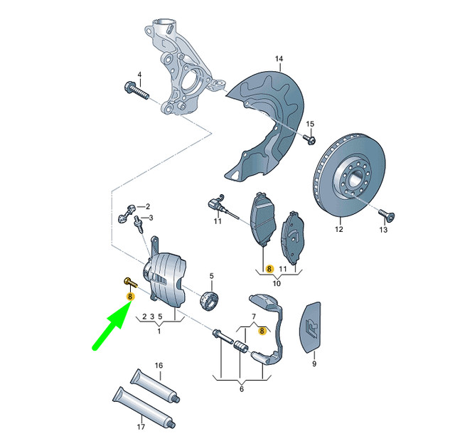VW AUDI Seat SKODA Sechskantschraube für Bremssattel WHT010085 online ...