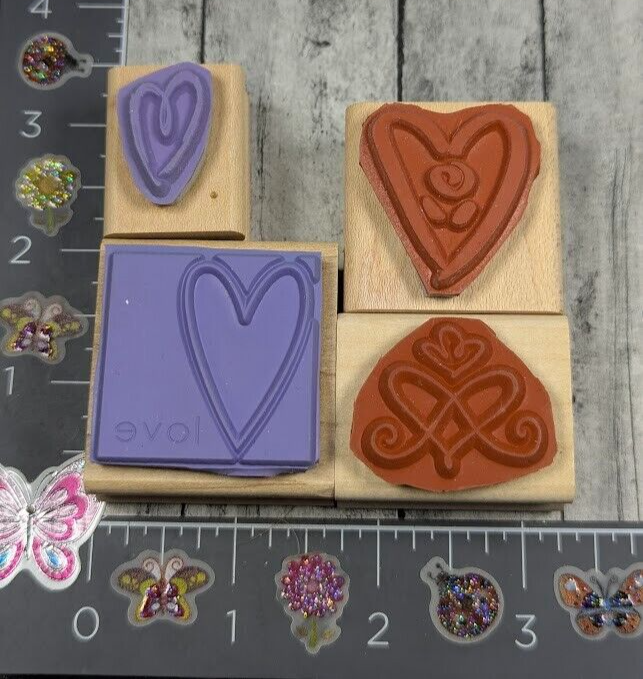 Stampin' Up! Love Hearts Lot of 4 Rubber Stamp Wood #K38 | eBay