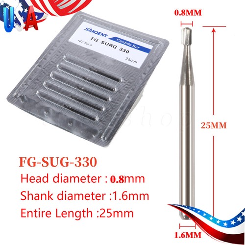 Dental Tungsten Carbide Surgical Burs FG SURG 330 shank 25mm Pear ...