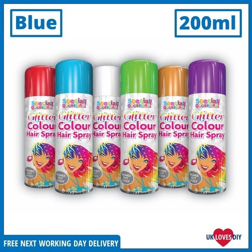 PF Blue Hair Glitter Spray Colour Paint Temporary Washout Hair Washable 200ml | eBay UK