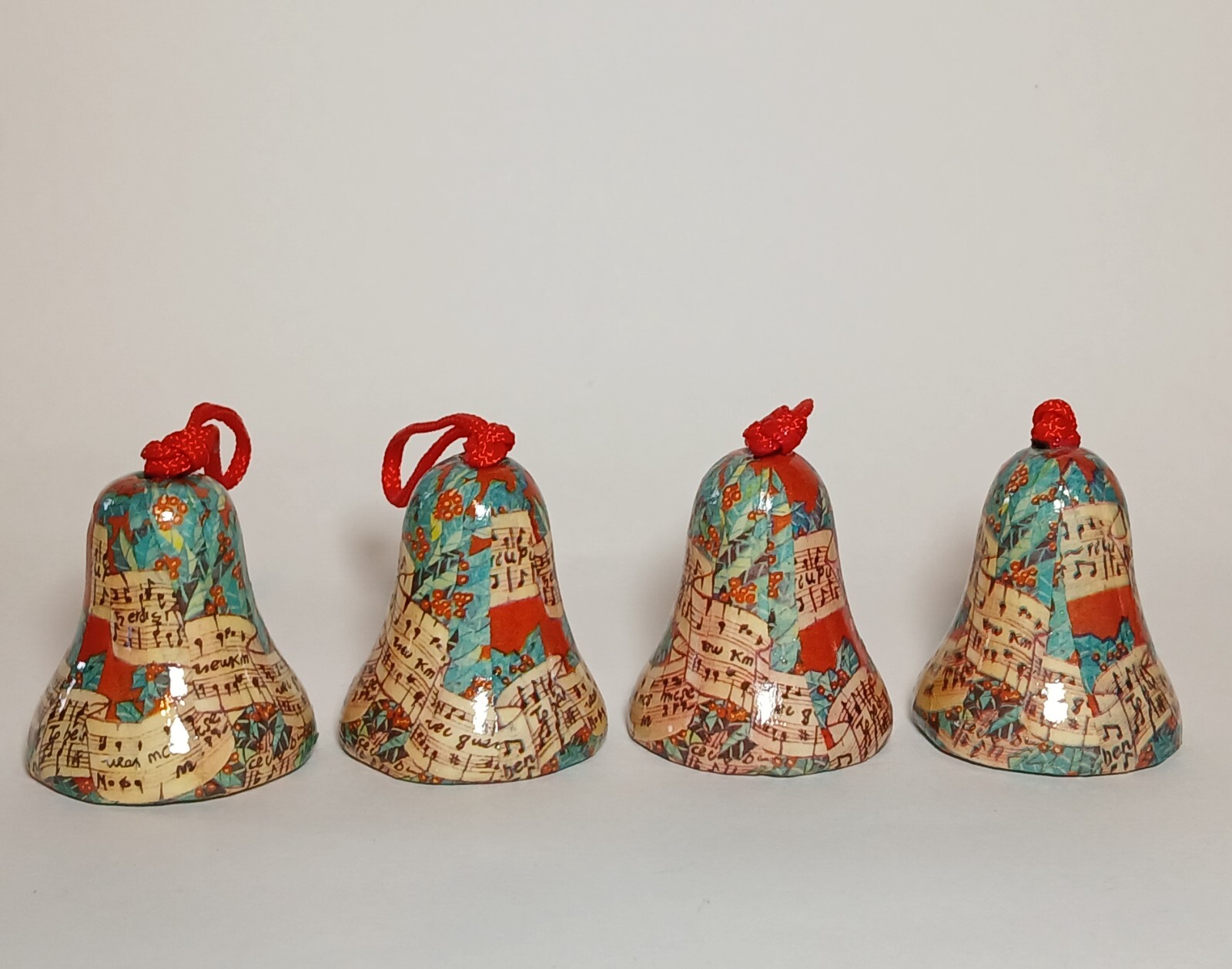 Vintage Christmas Ornaments 12 Paper Mache Bells Hearts & Spheres ...