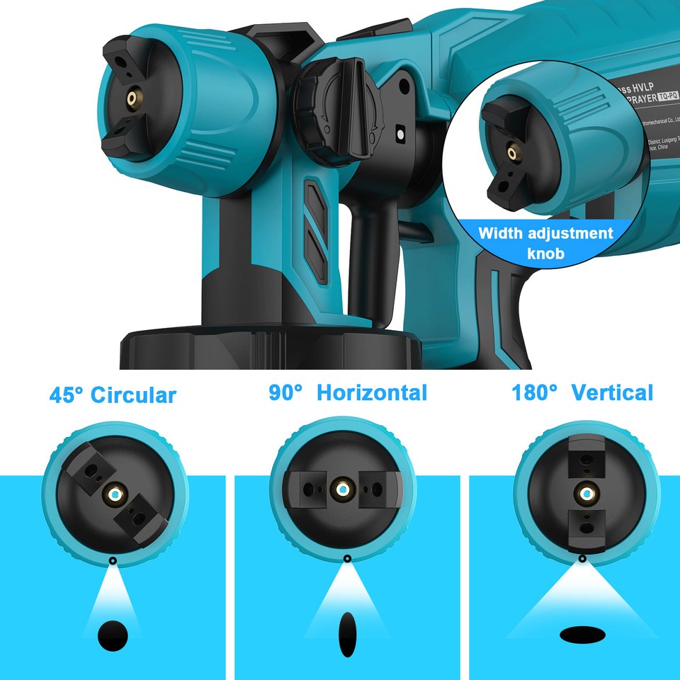 High Pressure Cordless Paint Sprayer Electric Airless HVLP Spray Gun +2 ...