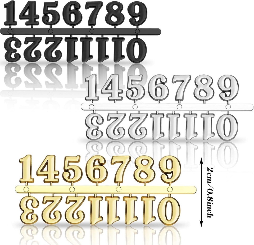 Customizable Digital Clock Numbers Kit - 15 Sets in Stylish Gold, Black ...
